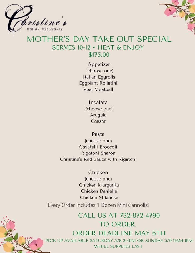 Menu at Christine's restaurant, Atlantic Highlands