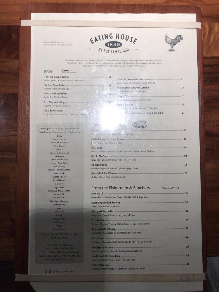 Menu at Eating House 1849 Waikiki - International Market Place ...