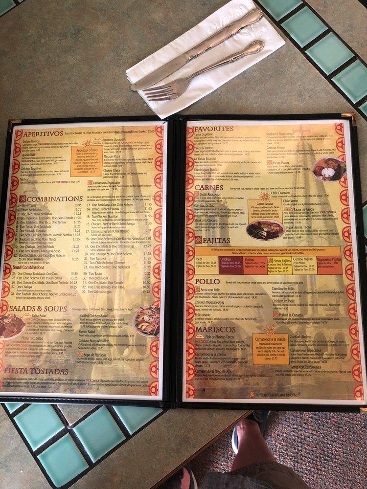 Menu at Fiesta Guadalajara restaurant, Boise, S Findley Ave