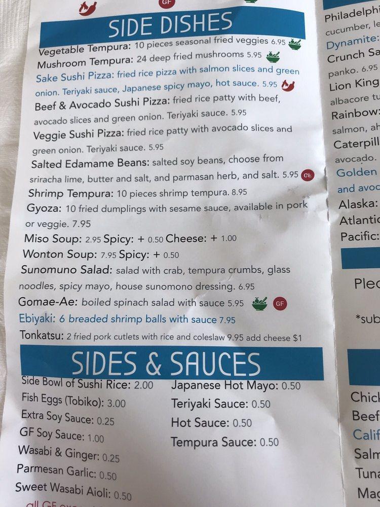 Menu at Magic Sushi Panet restaurant, Winnipeg, 562 Keenleyside St