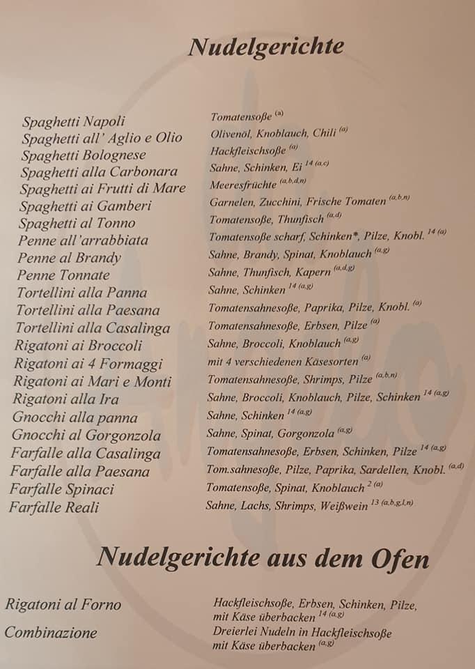 Speisekarte von Pizzeria da Angelo, Nordheim