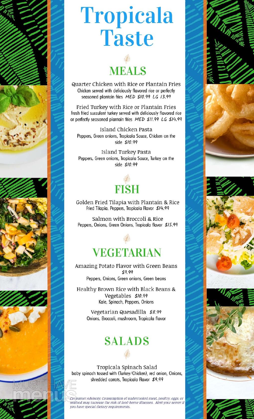 Menu at Tropicala Taste restaurant, Kentwood