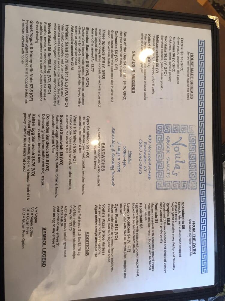 Menu at Voula's Greek Sweets desserts, Rochester