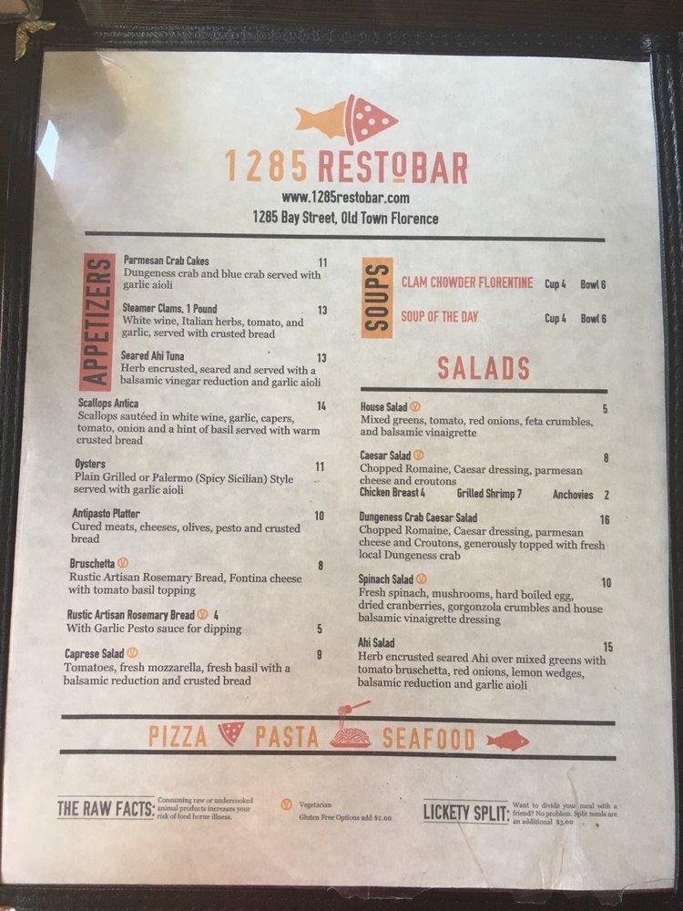 Menu at 1285 Restobar, Florence