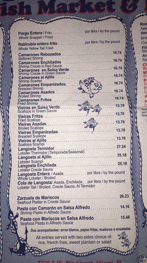 Menu at Bahamas Fish Market & Restaurant, Miami