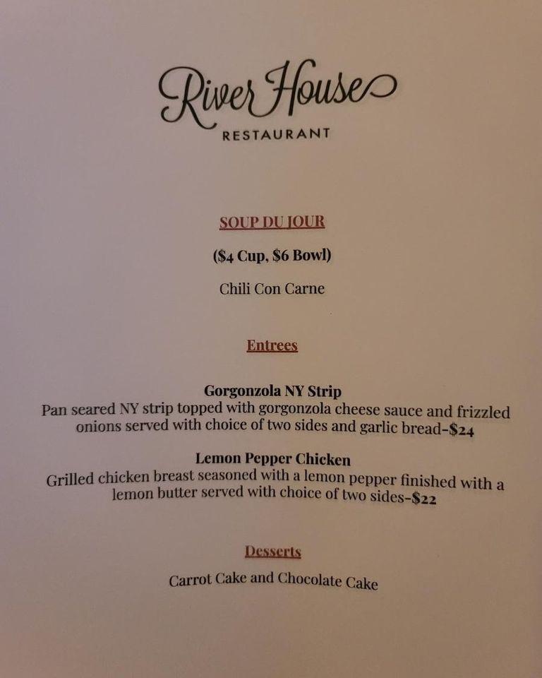 Menu at RiverHouse Restaurant, Pulaski