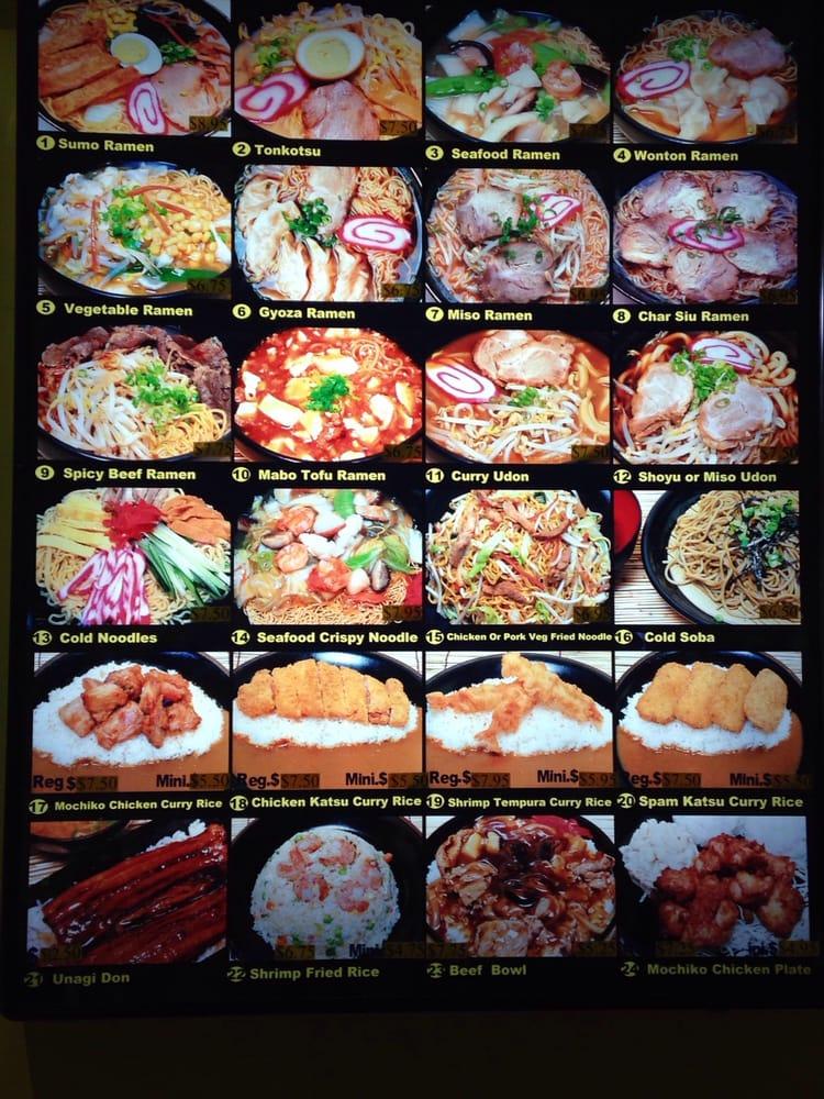 Menu at Sumo Ramen restaurant, Honolulu, Mapunapuna St