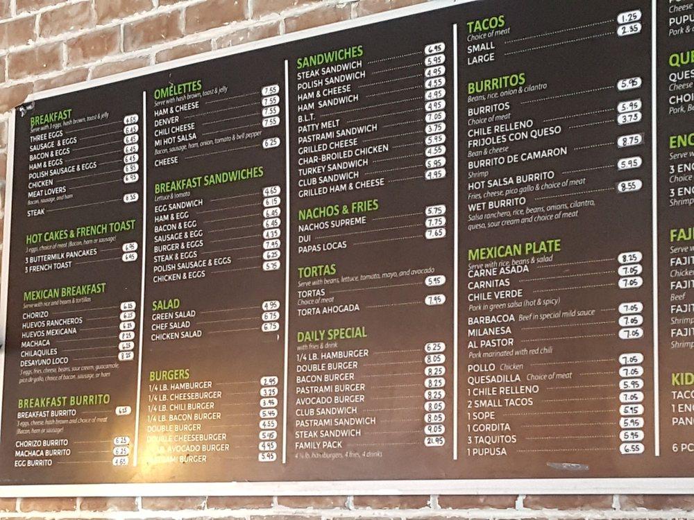 Menu at Panchi’s Restaurant, Paramount, Garfield Ave
