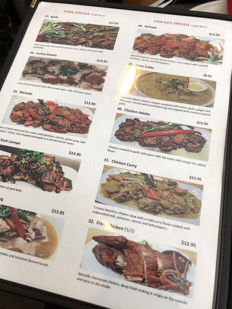 Menu at Kusina De MANILA restaurant, Des Plaines