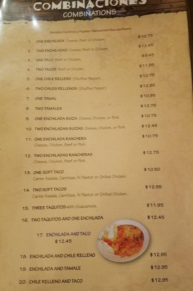Menu at Max's Mexican Cuisine restaurant, Azusa