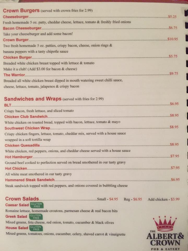 Menu at The Albert & Crown Pub, Alberton