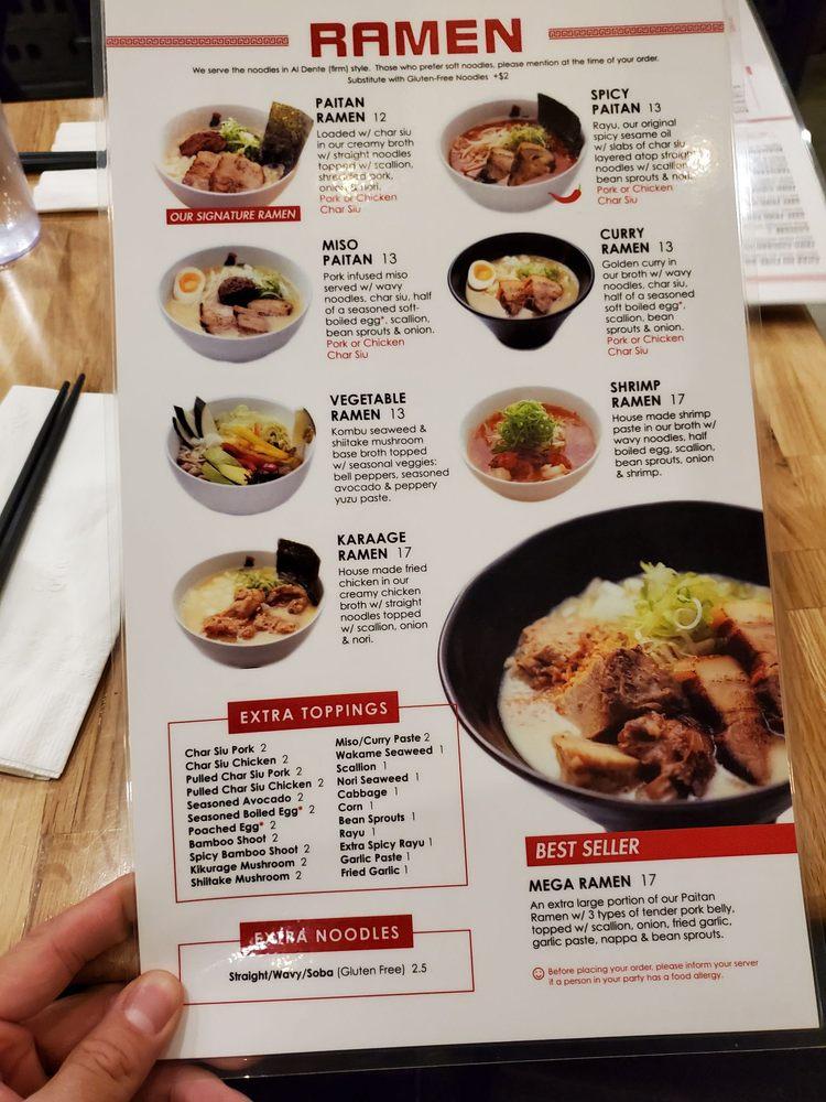 Menu at Totto Ramen restaurant, Boston, 20A District Ave