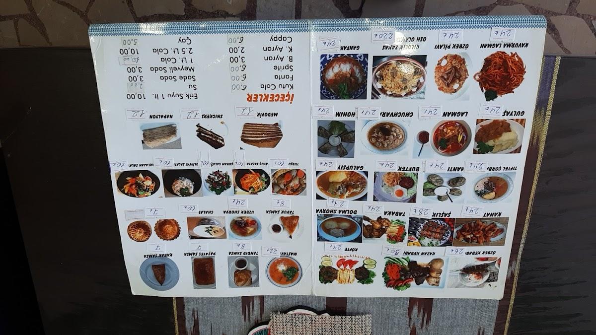 Menu at Vodiy Milliy Taomlar, Istanbul