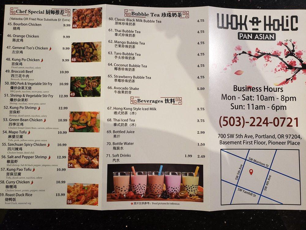 Carta del restaurante Wok A Holic, Portland