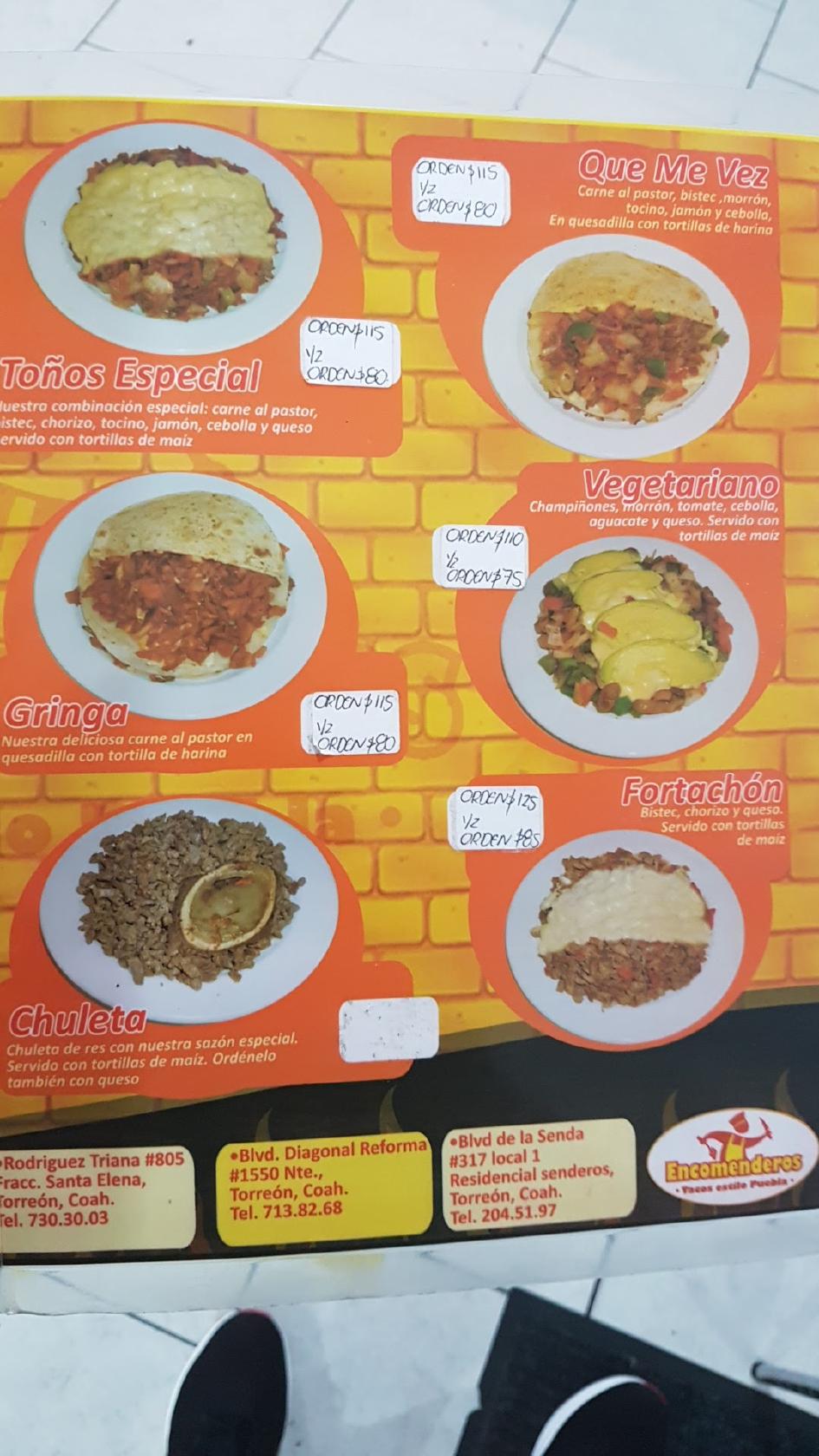Carta del restaurante Encomenderos, Torreón, Boulevard General Pedro ...