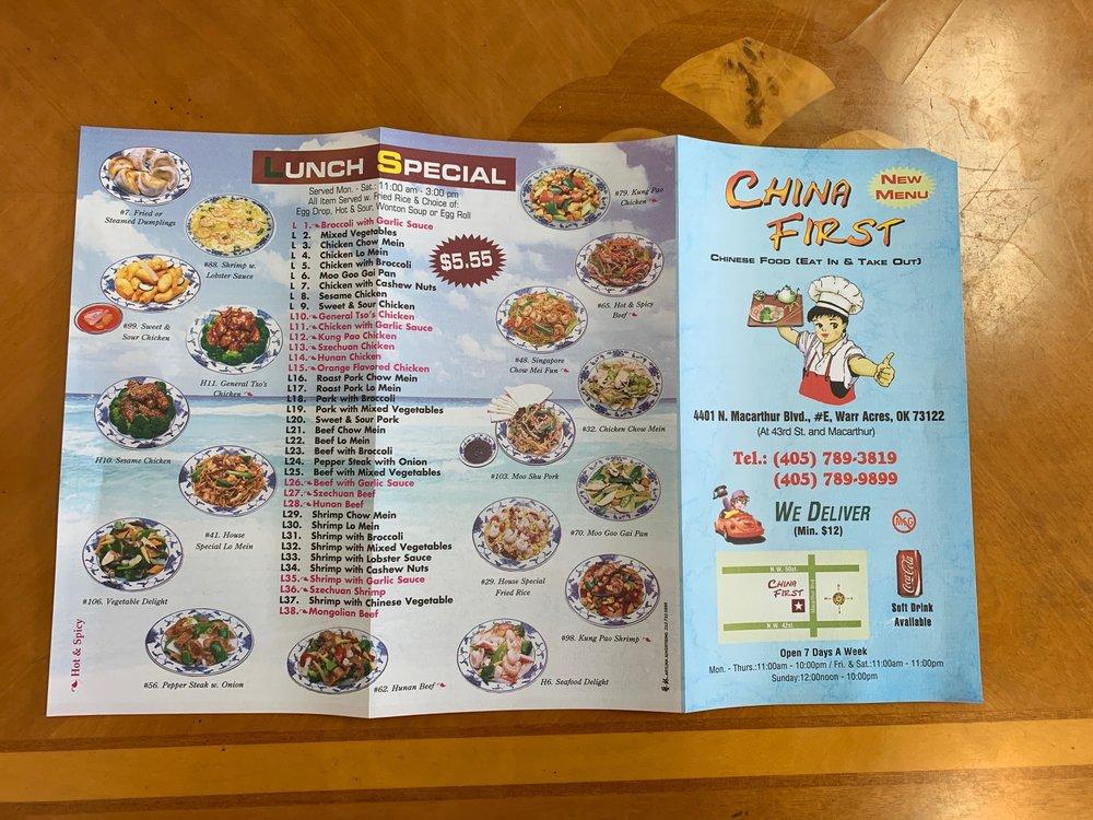 Menu at China First restaurant, Warr Acres, N MacArthur Blvd ste e