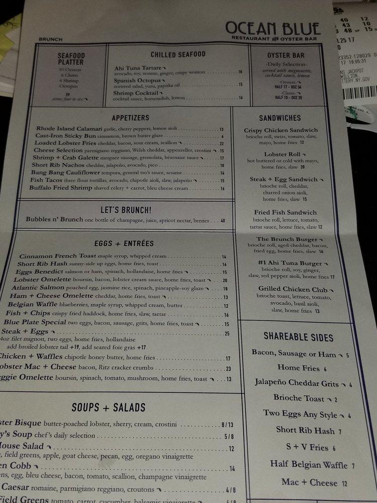 Menu at Ocean Blue Restaurant & Oyster Bar, Utica