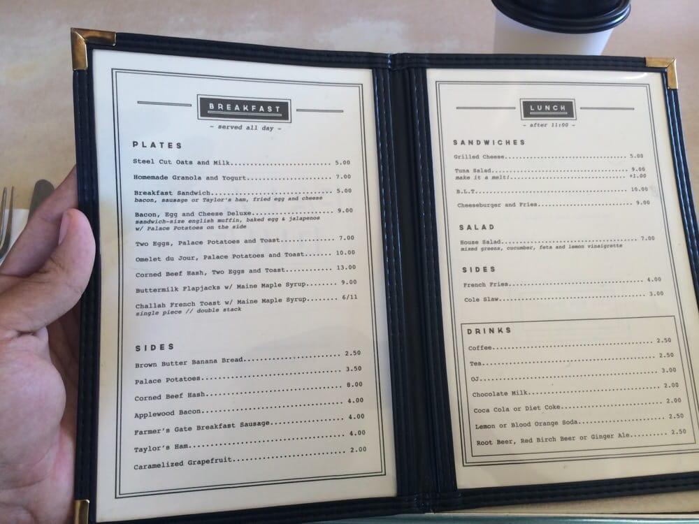 Menu at Palace Diner restaurant, Biddeford