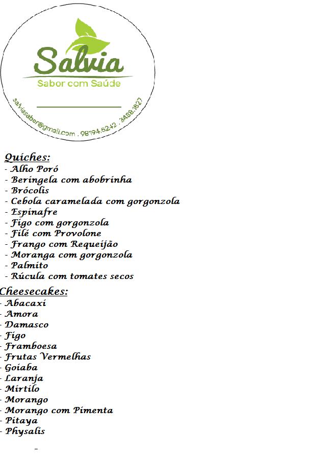 Menu at Salvia restaurant, Gravataí
