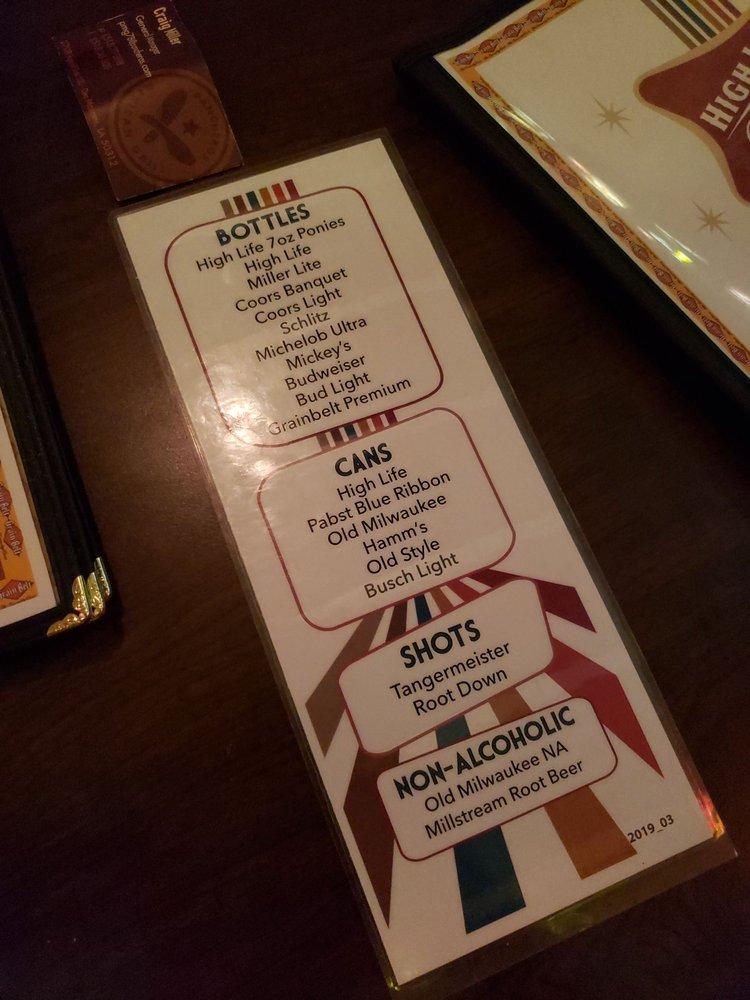 Menu at The High Life Lounge pub & bar, Des Moines