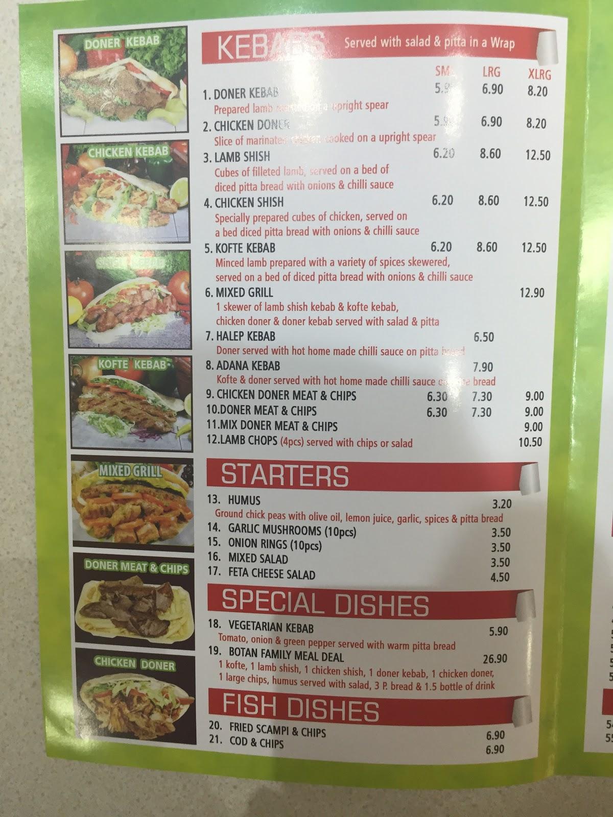 Menu at Botan Kebabs fast food, Leatherhead