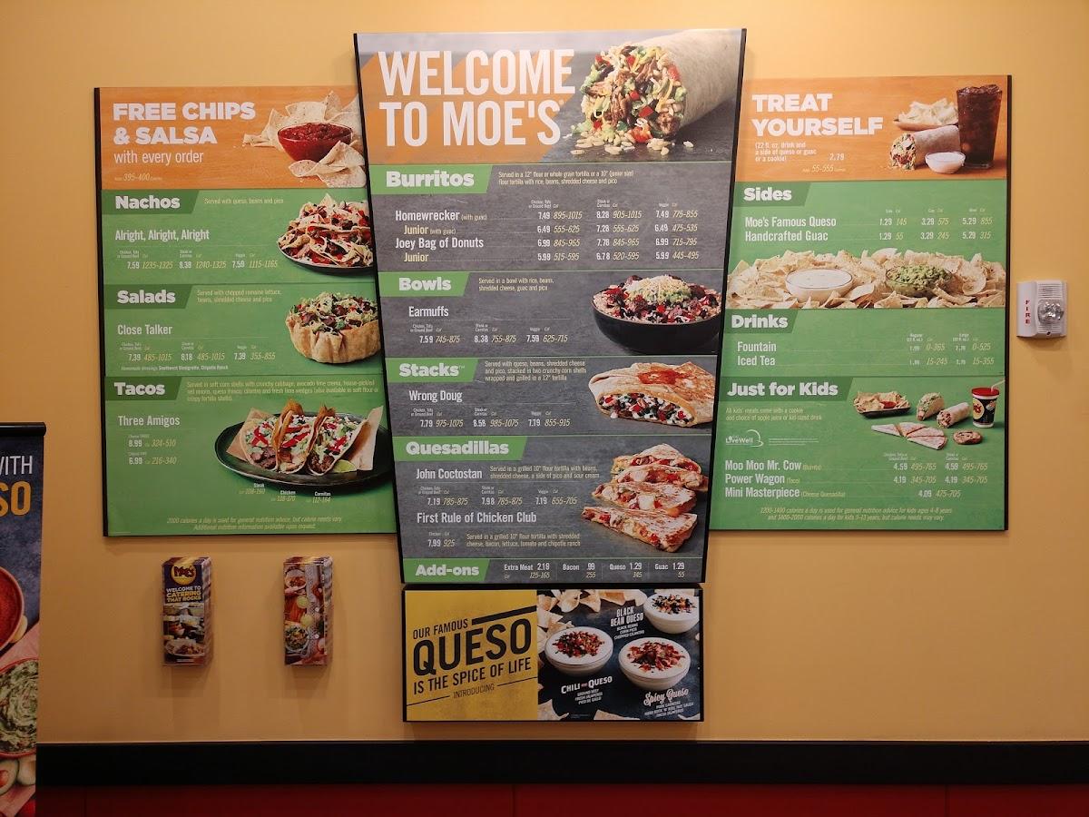 Menu at Moe's Southwest Grill restaurant, Midland