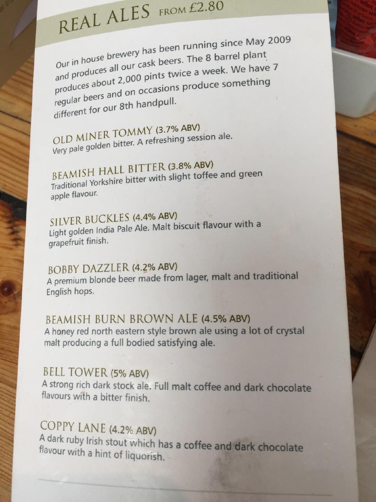 Menu at The Stables Bar & Restaurant, Stanley, Hall Hotel