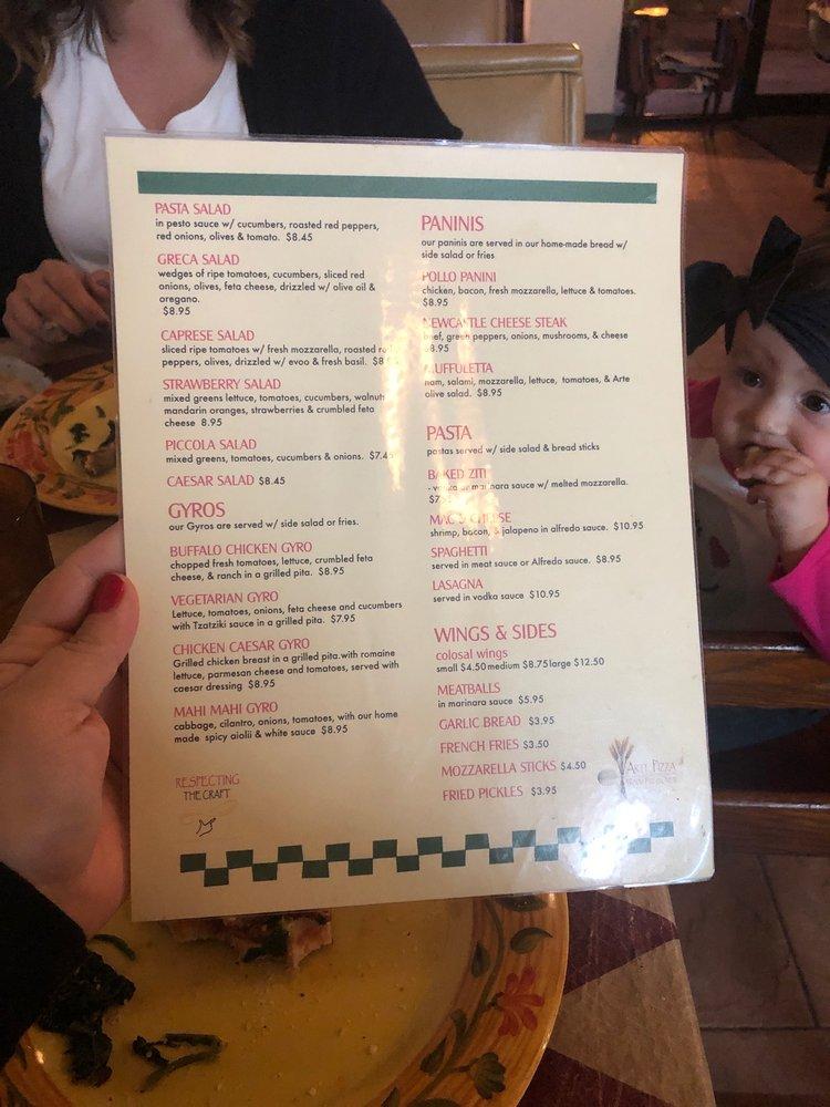 Menu at Arte Pizza - Downtown pizzeria, Brunswick, Newcastle St
