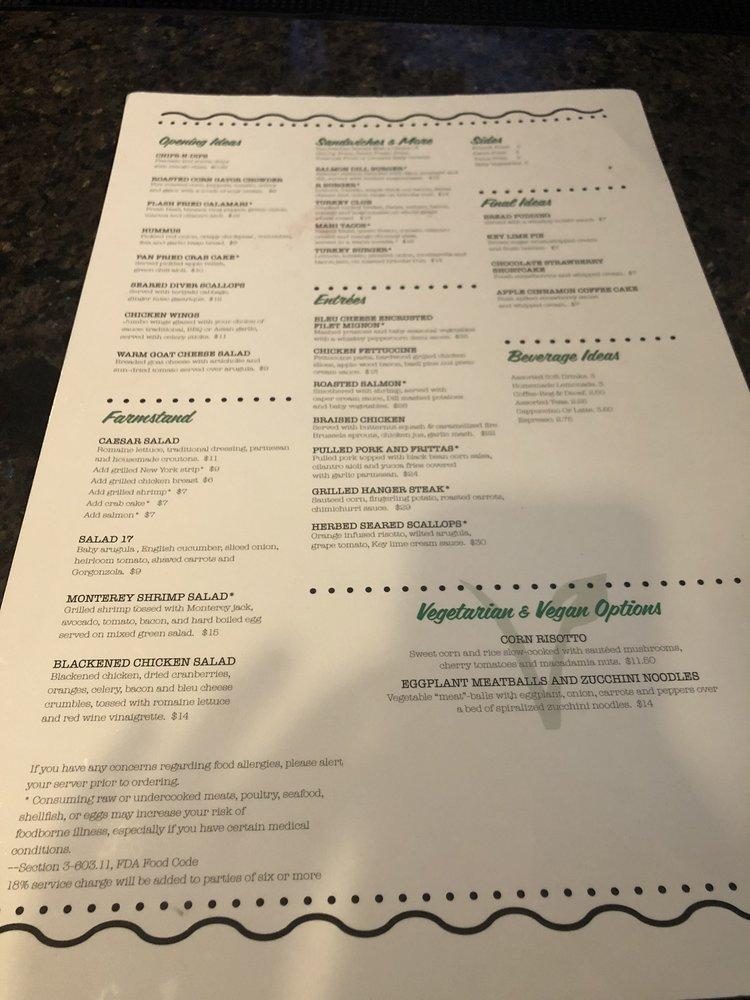 Menu at Bistro 17 Restaurant, Fort Lauderdale