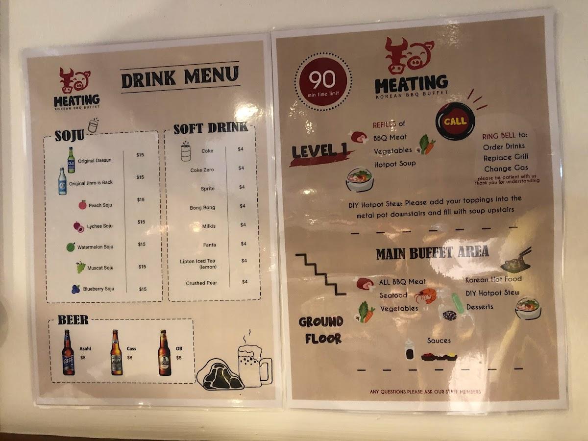 Menu at Meating Korean BBQ Buffet CBD, Melbourne