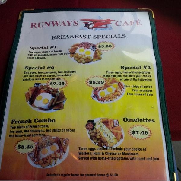 Menu at Runways Cafe, Breslau