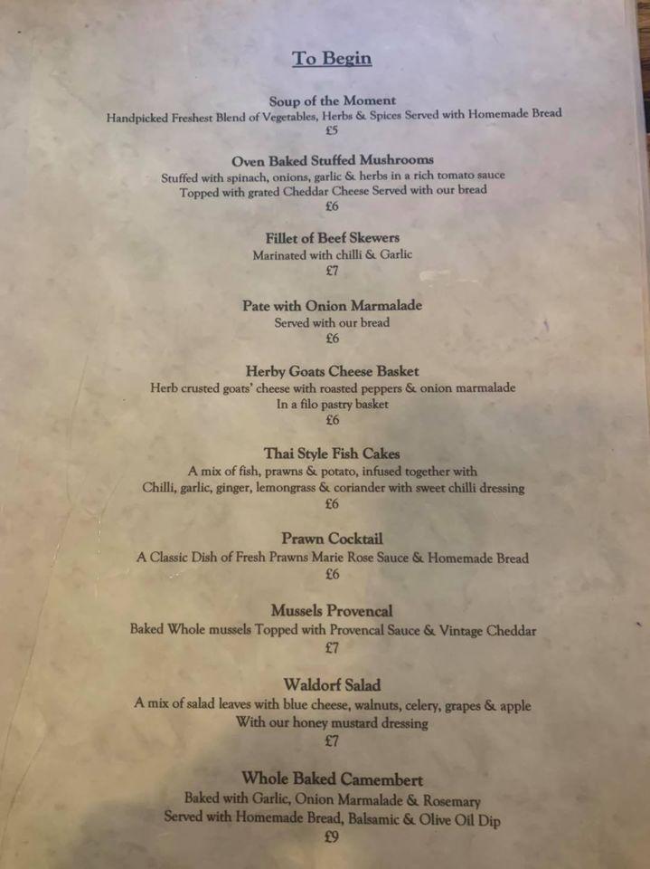 Menu at Bell Inn pub & bar, Burton upon Trent