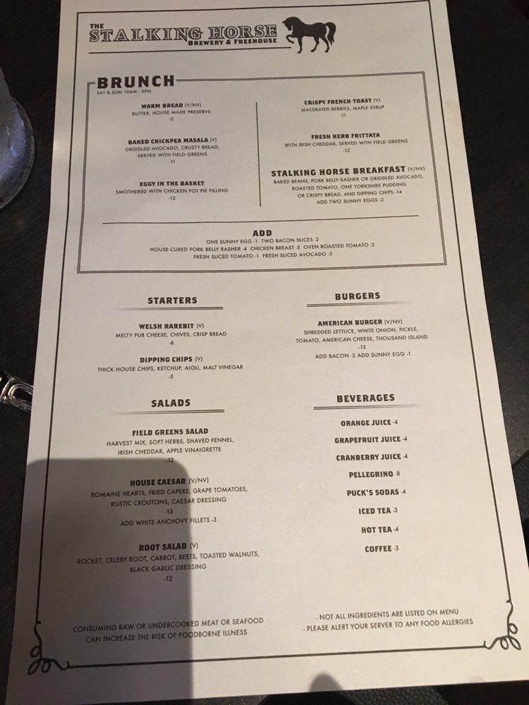 Menu at The Stalking Horse Brewery & Freehouse pub & bar, Los Angeles