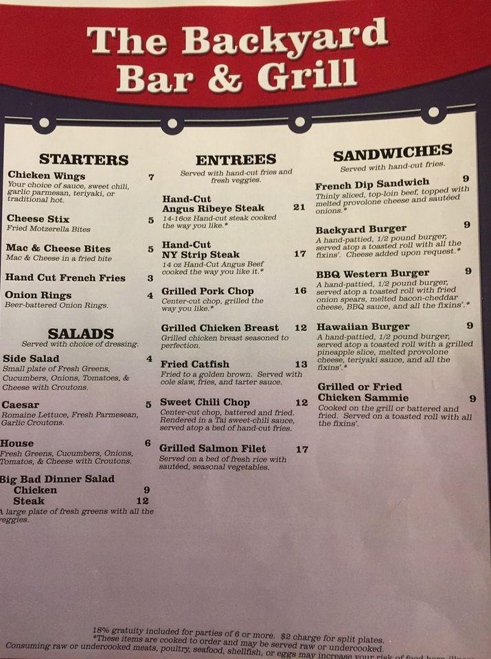 Menu at Bear Inn Resort restaurant, Clifton