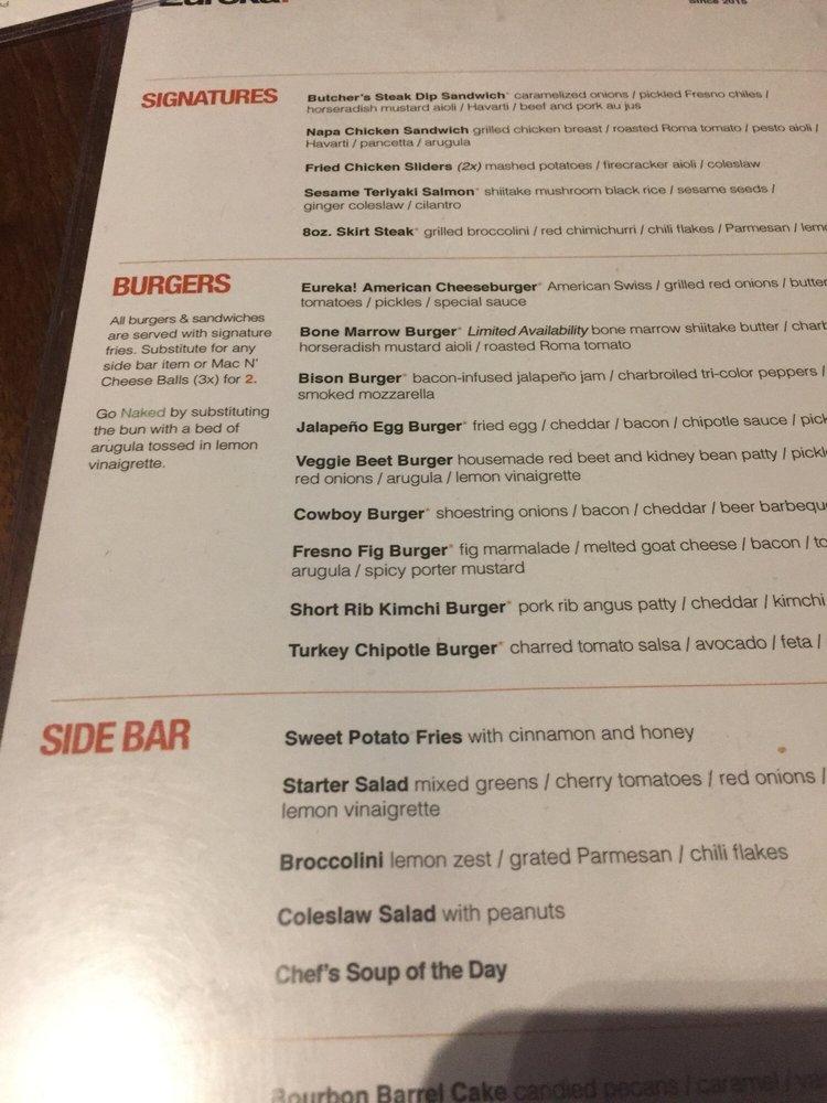 Menu at Eureka! pub & bar, Concord