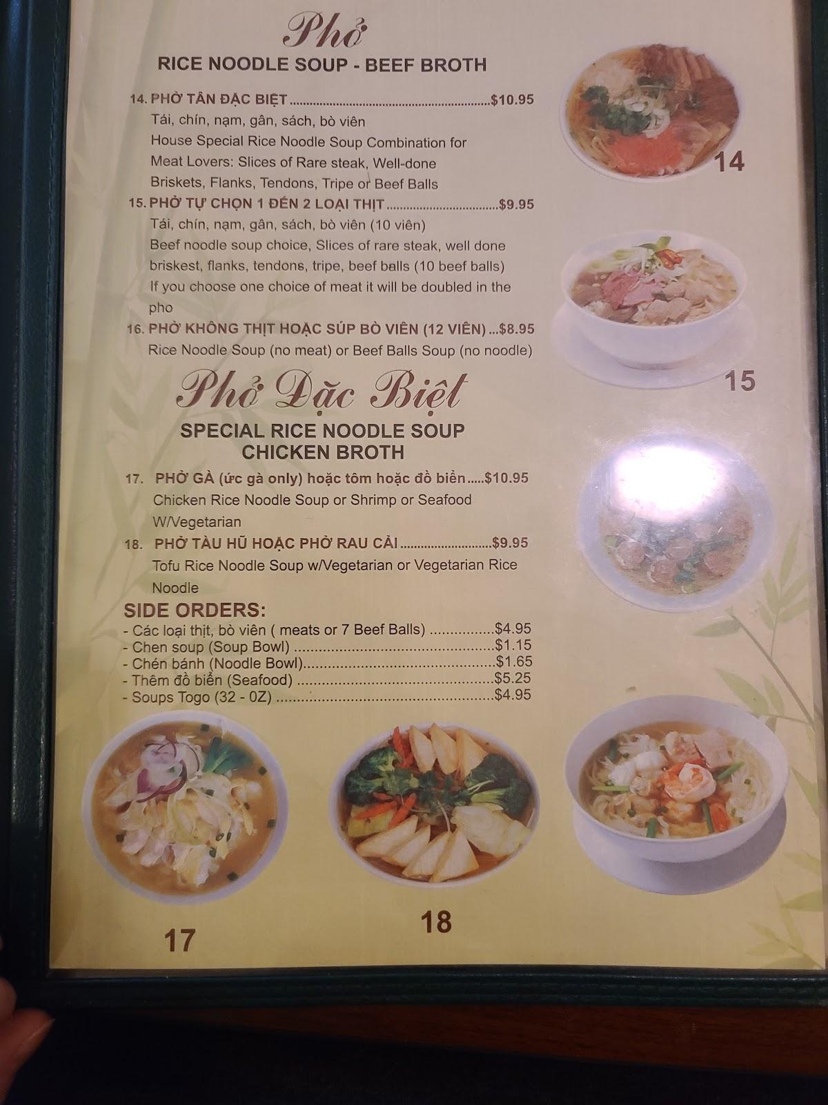 Menu at Pho Tan restaurant, Lakeland, S Combee Rd