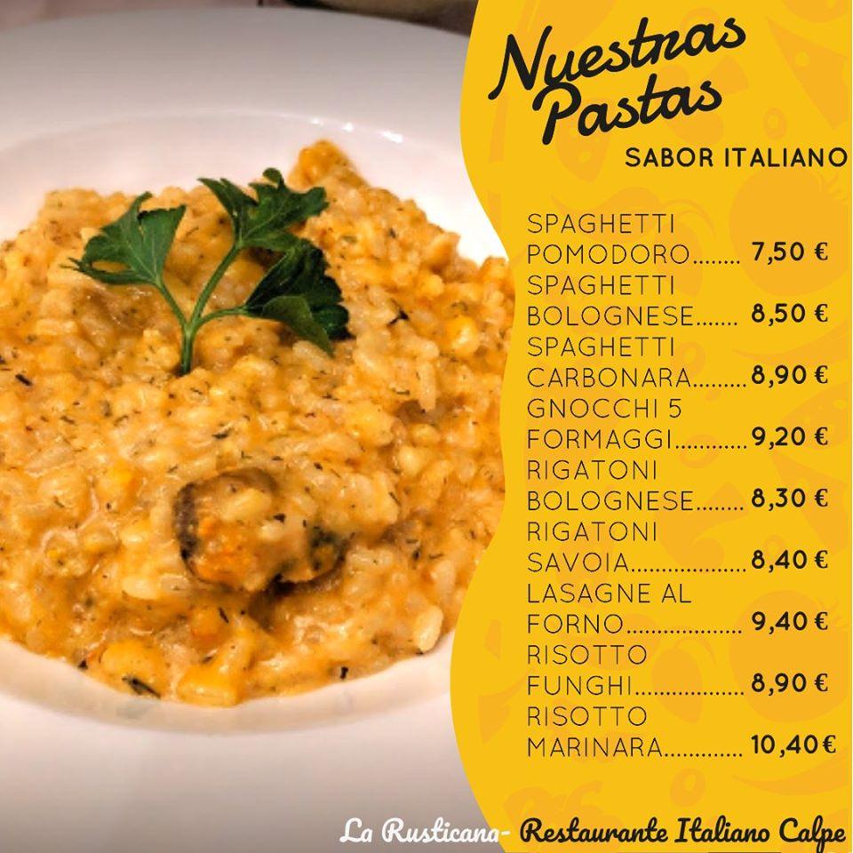 Menu at Pizzeria La Rusticana, Calp