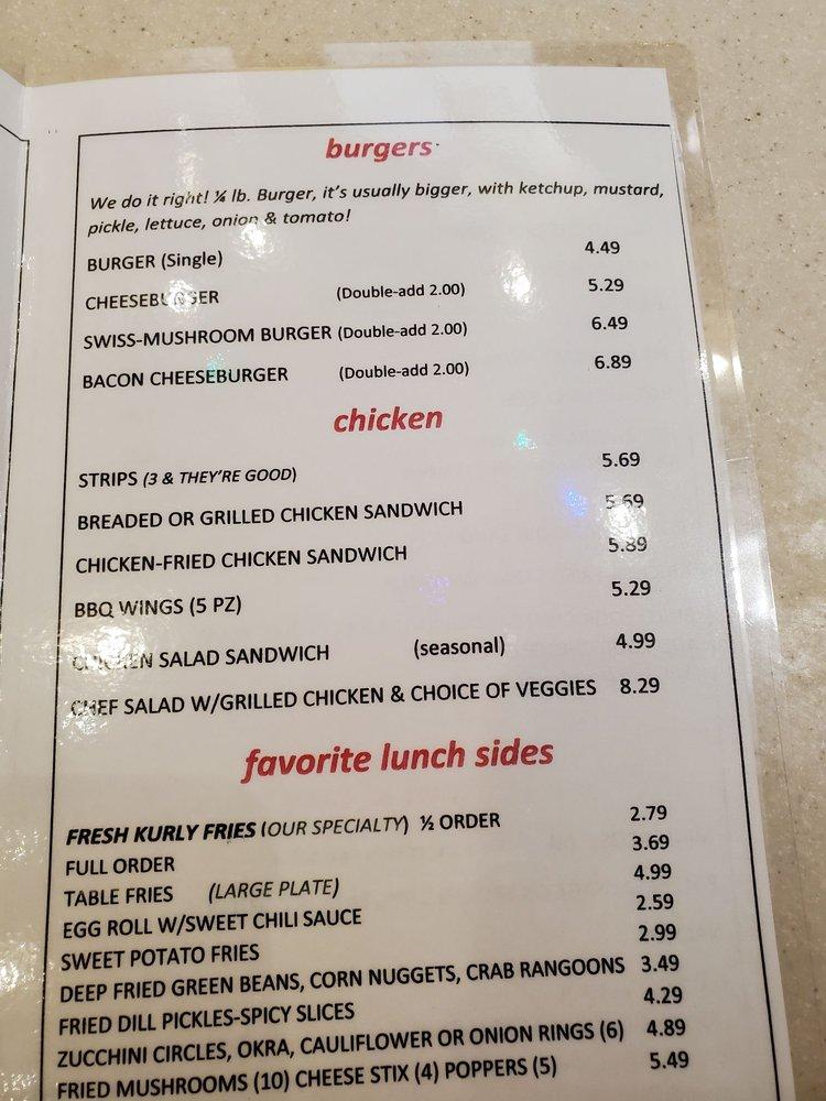 Carta de Kad-E-Korner Store & Diner, Springfield