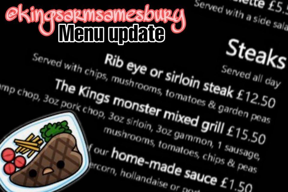 Menu at Kings Arms pub & bar, Amesbury