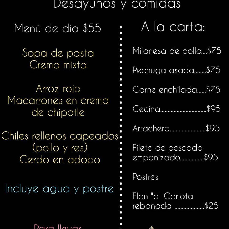 Carta de La Macaria restaurante, Fortín de las Flores