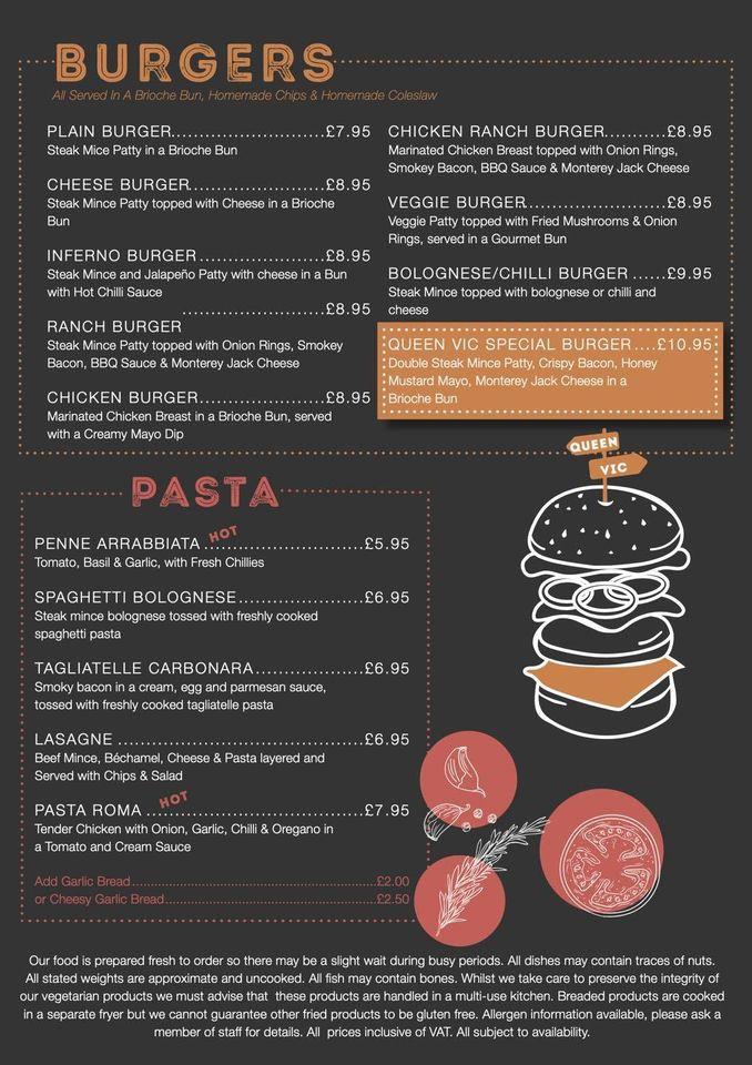 Menu at Queen Vic Hotel Sunderland pub & bar, Sunderland