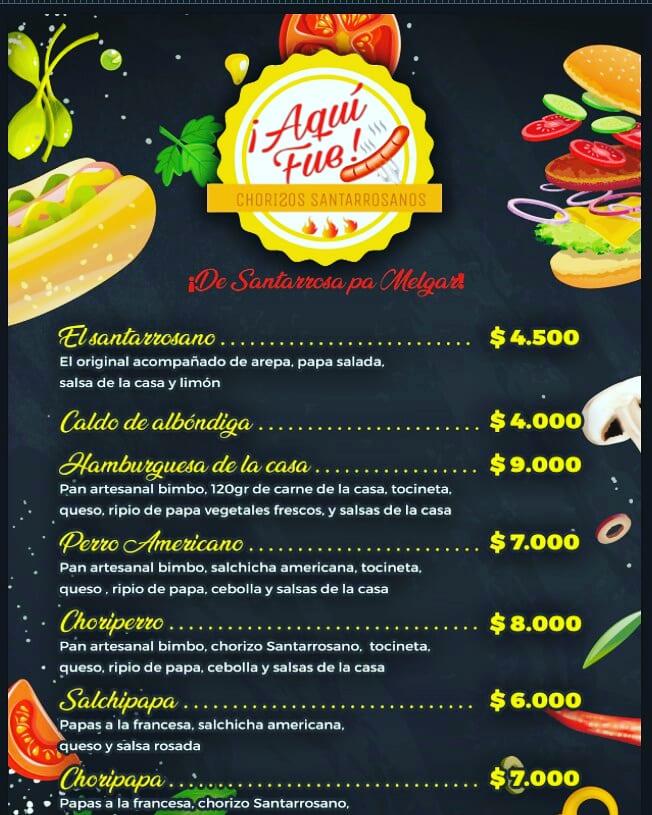 Menu at Aqui Fue restaurant, Melgar