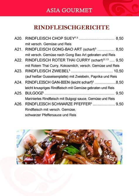Speisekarte von Asia Gourmet restaurant, Großbottwar