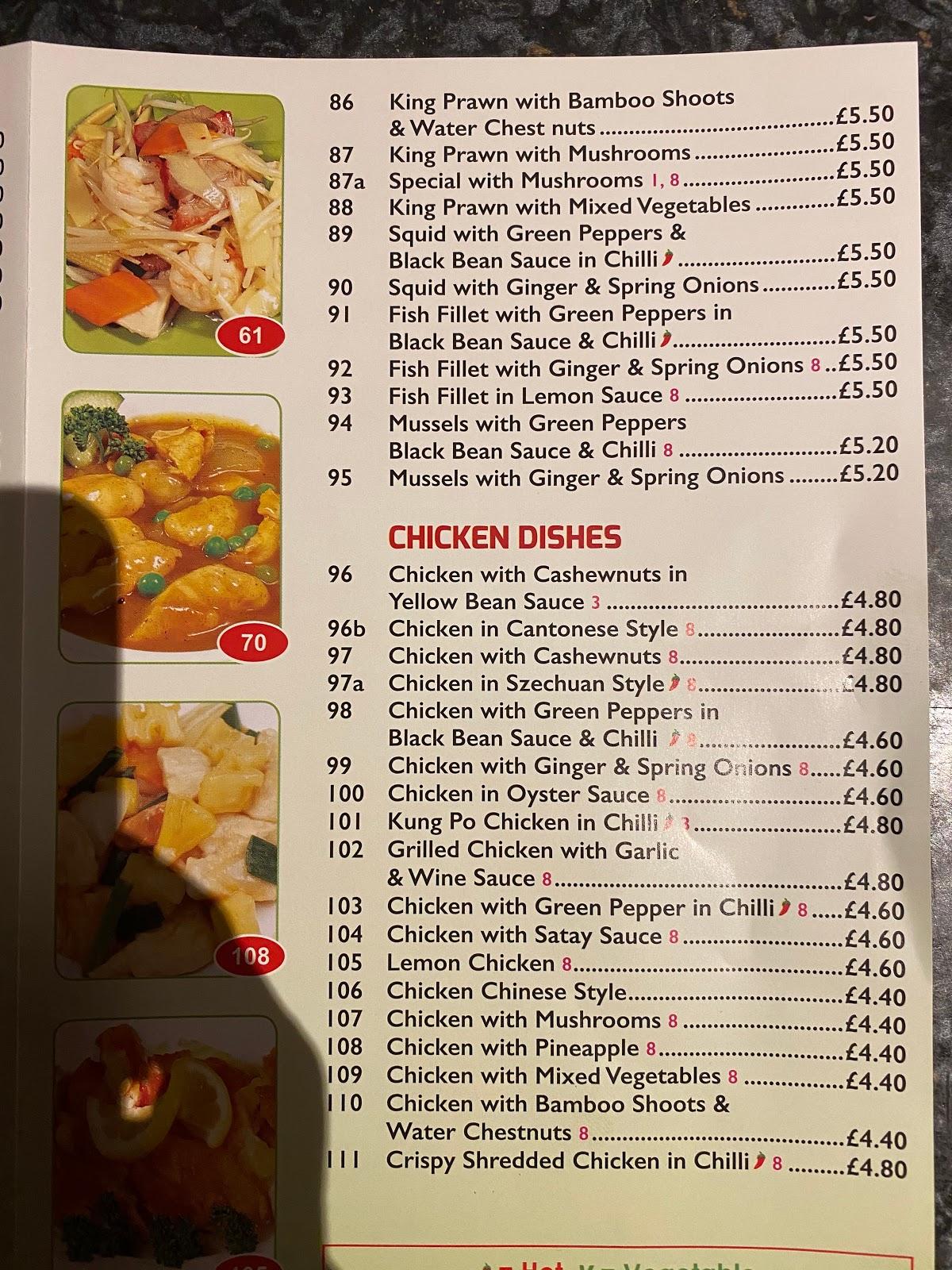 Menu at Golden Palace restaurant, Ipswich