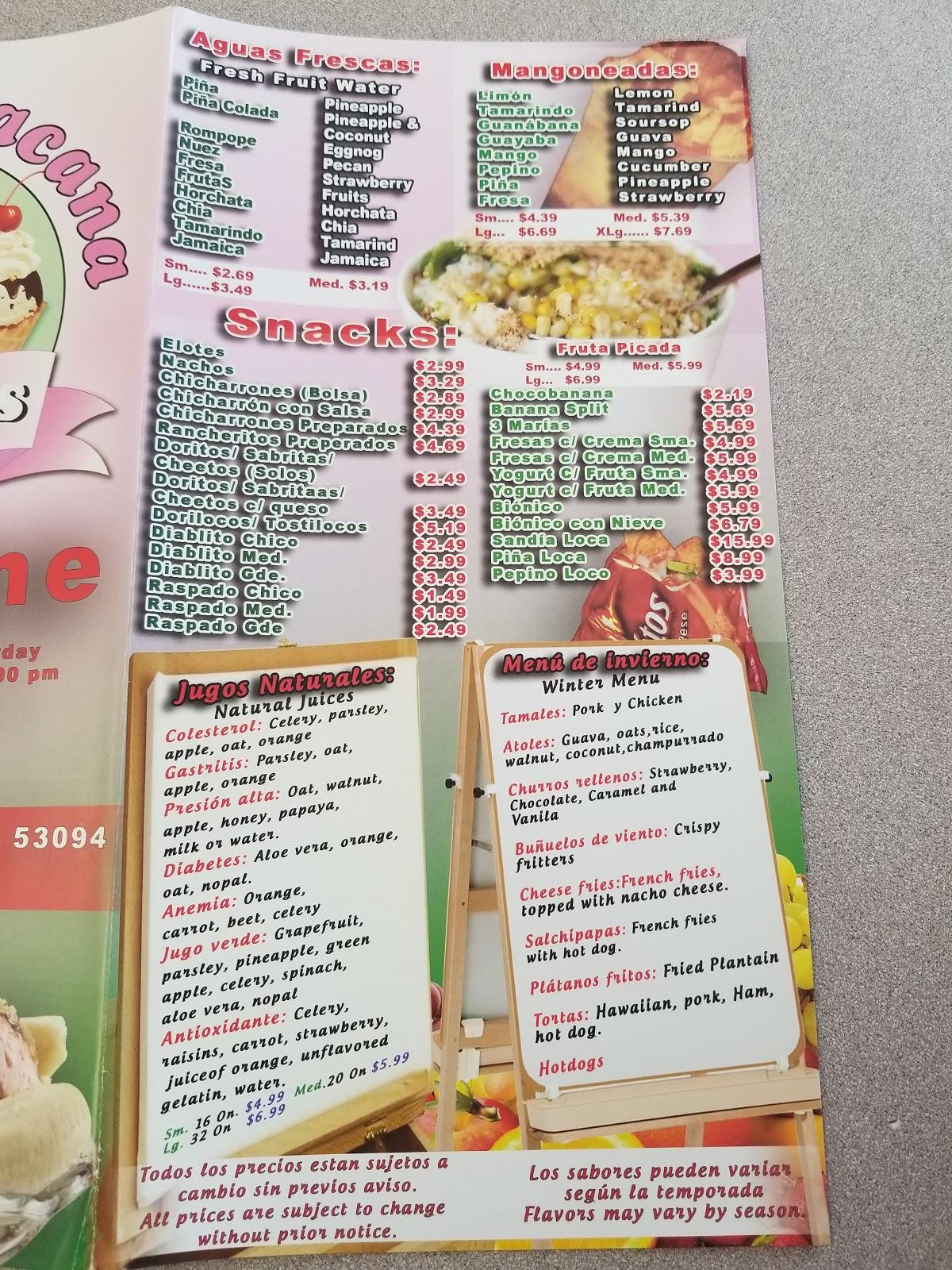 Menu at Mercadito la rosita restaurant, Watertown
