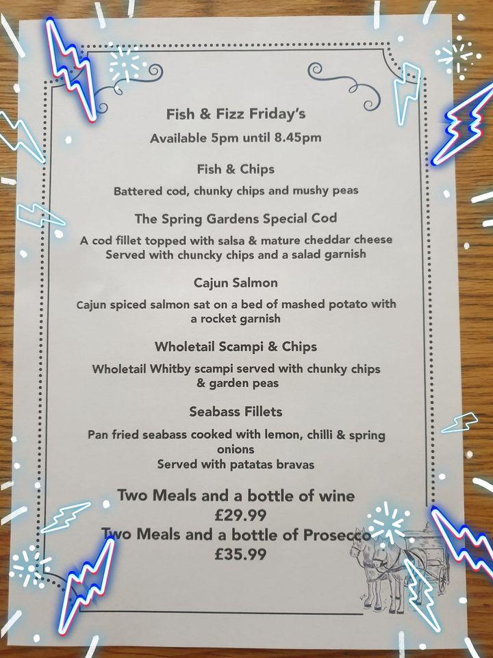 Menu at The Spring Gardens Beer Emporium and Eatery pub & bar ...