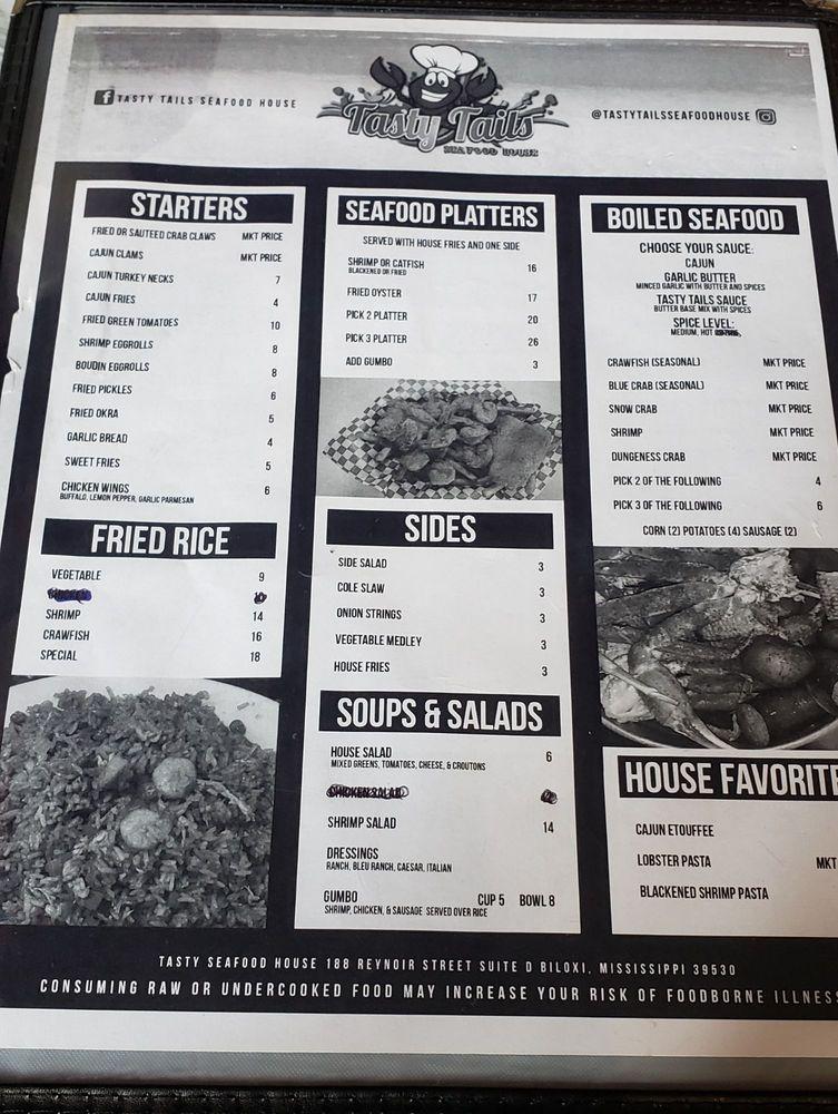 Menu at Tasty Tails Seafood House restaurant, Biloxi
