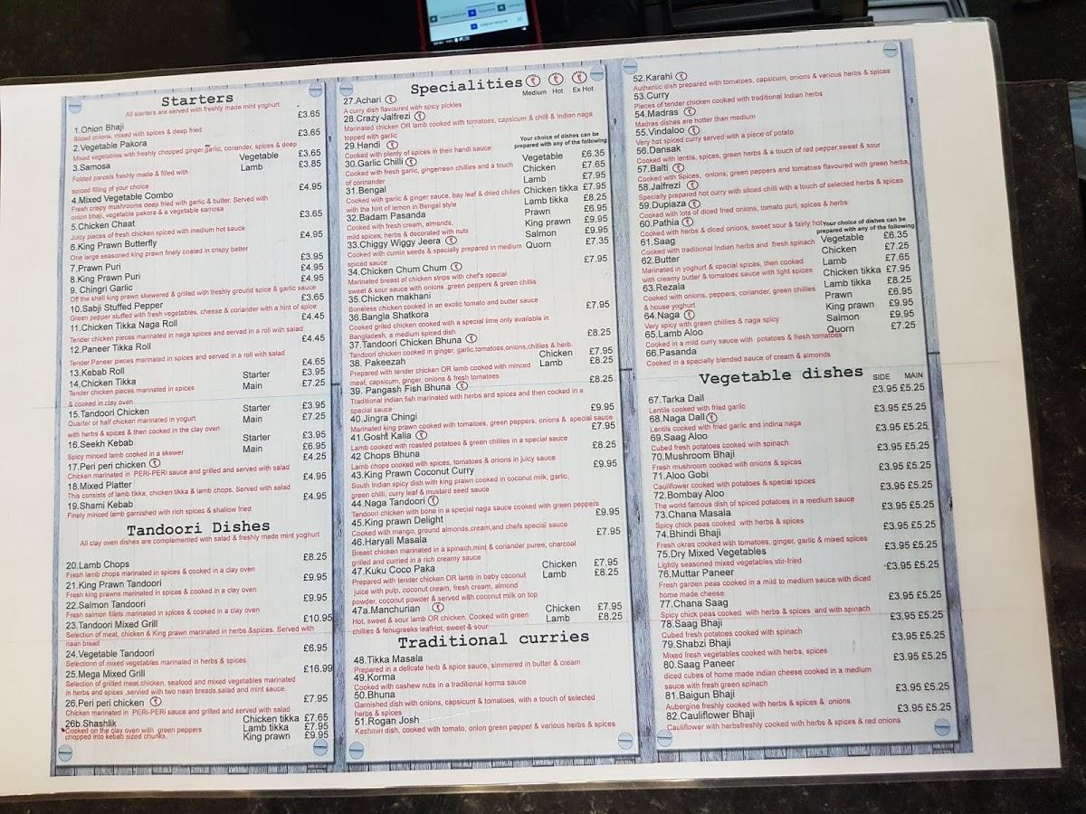 Menu at The Nine Simply Thai restaurant, Mitcham
