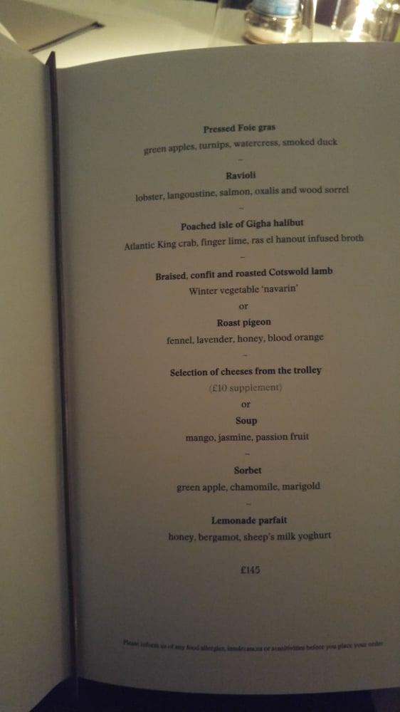 Menu at Restaurant Gordon Ramsay, London, 68 Royal Hospital Rd