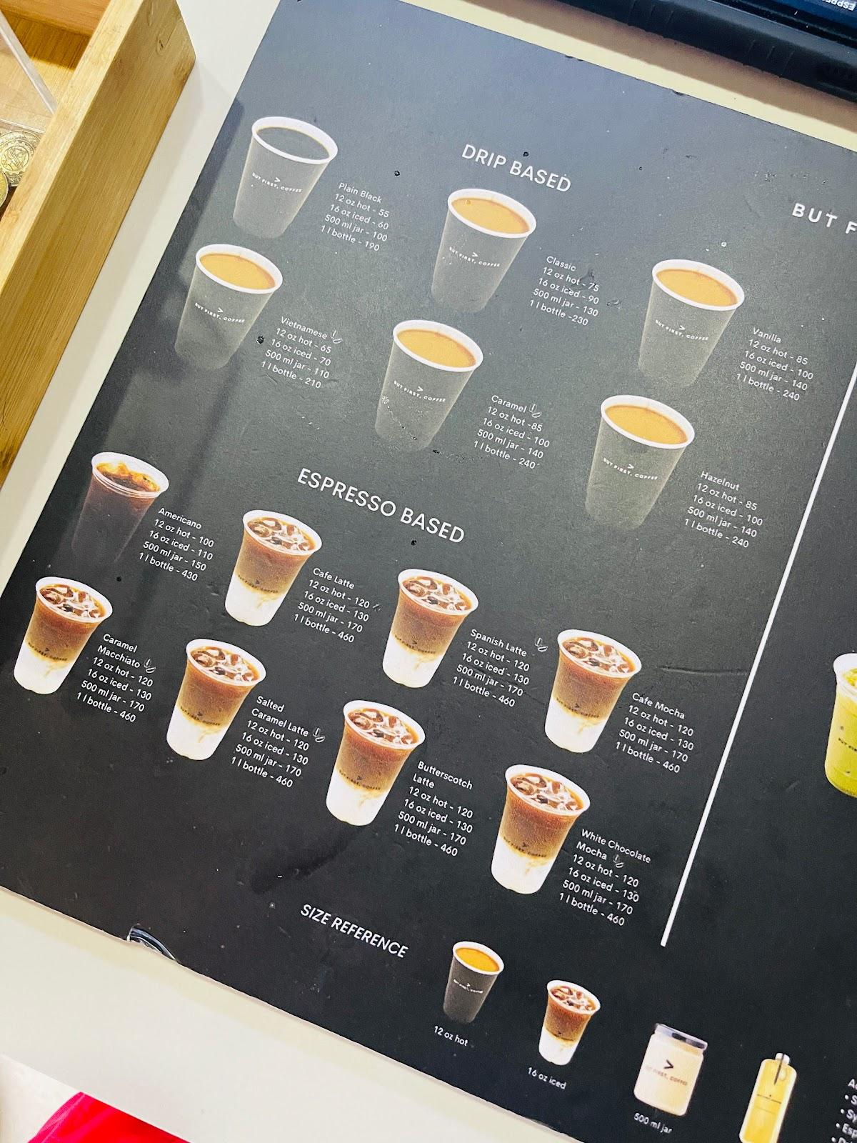 Menu at But First, Coffee - NFT Araneta Cubao, Quezon City